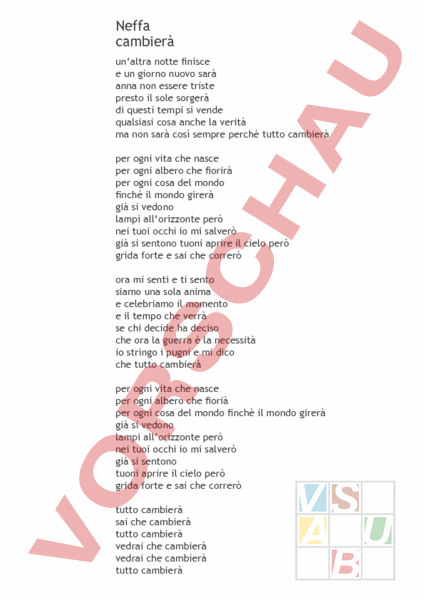 Neffa Tutto Cambierà Repeat The Line In The Verse And The Chorus