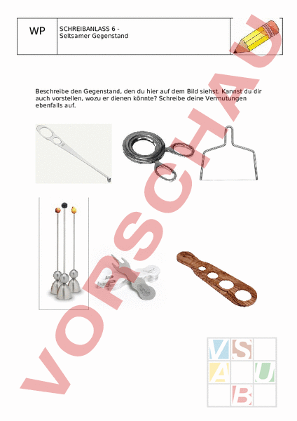 Arbeitsblatt: Gegenstand 2 - Deutsch - Texte schreiben