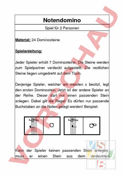 Arbeitsblatt: Domino Absolute Notennamen - Musik - Musiktheorie / Noten