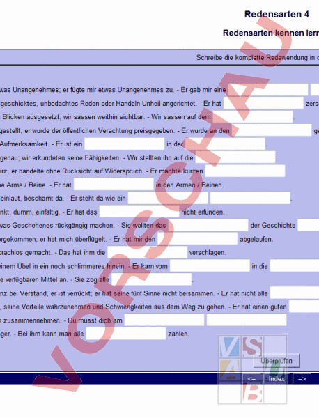 Arbeitsblatt: Redensarten 4 - Deutsch - Wortschatz