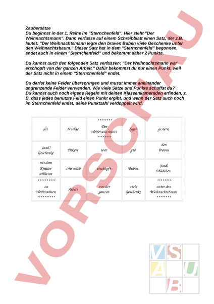 Arbeitsblatt: Zaubersätze - Deutsch - Texte schreiben