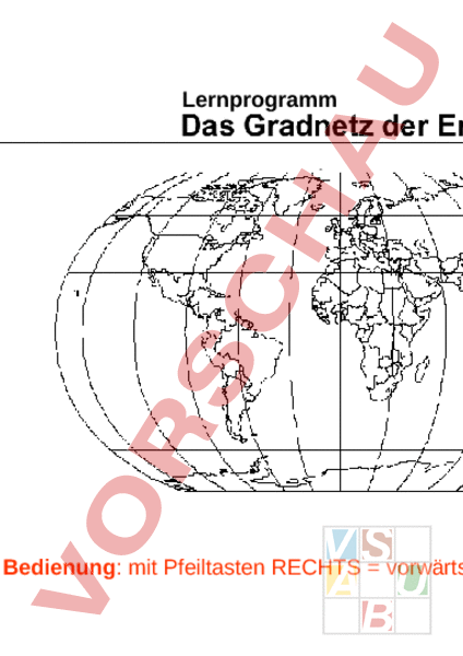 Arbeitsblatt: Das Gradnetz - Geographie - Kartographie / Gradnetz