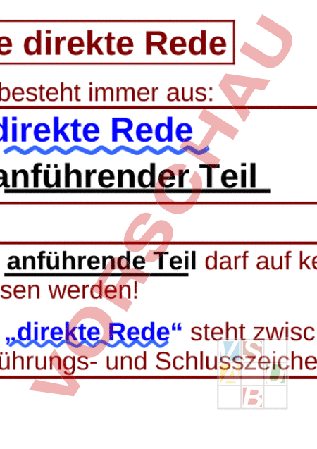 Arbeitsblatt: Direkte Rede Theorie - Deutsch - Rechtschreibung