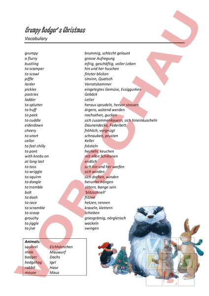 Arbeitsblatt: Grumpy Badger's Christmas - Englisch - Lesen / Literatur