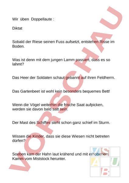 Arbeitsblatt: Doppellaute - Deutsch - Rechtschreibung