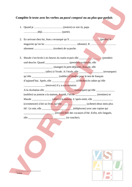 Arbeitsblatt: Plus-que-parfait ou passé composé - Französisch - Grammatik