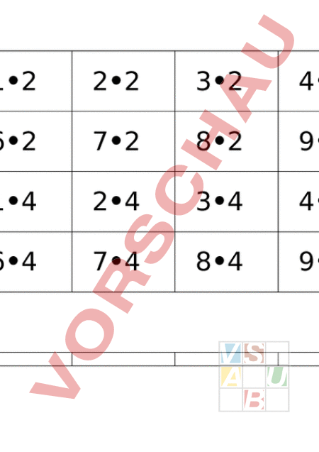 Arbeitsblatt: Reihenkärtchen - Mathematik - Multiplikation