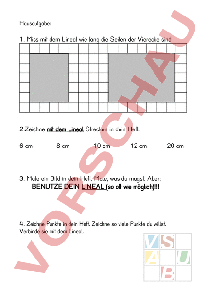 Arbeitsblatt: Umgang mit dem Lineal - Mathematik - Gemischte Themen