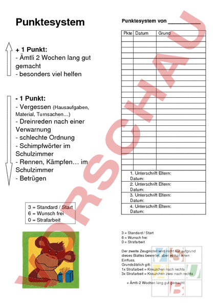 Arbeitsblatt: Punktesystem für Schüler - Administration / Methodik ...