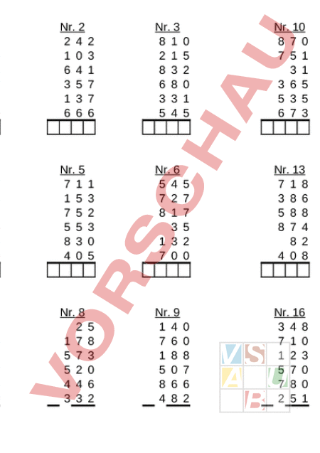 Arbeitsblatt: Schriftliche Addition I - Mathematik - Addition