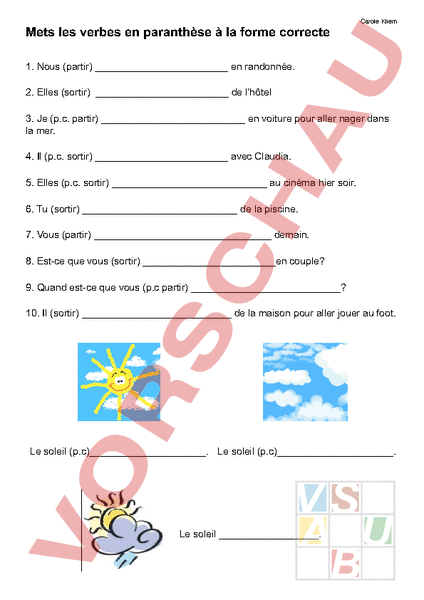 Arbeitsblatt: partir et sortir - Französisch - Lehrmittel