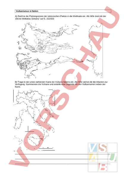 Arbeitsblatt: Vulkanismus in Italien - ein kleiner Überblick ...