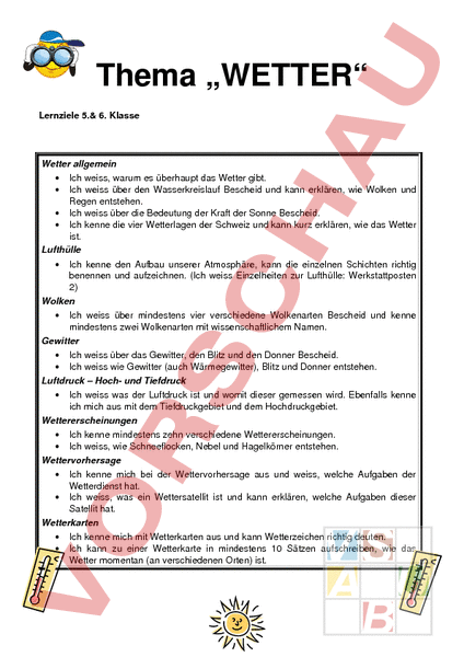 Arbeitsblatt: Wetter - Geographie - Gemischte Themen