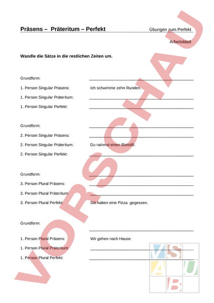 Arbeitsblatt: Prefekt-Übung - Deutsch - Grammatik