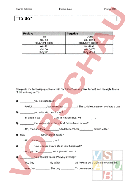 Arbeitsblatt: to do - Englisch - Grammatik