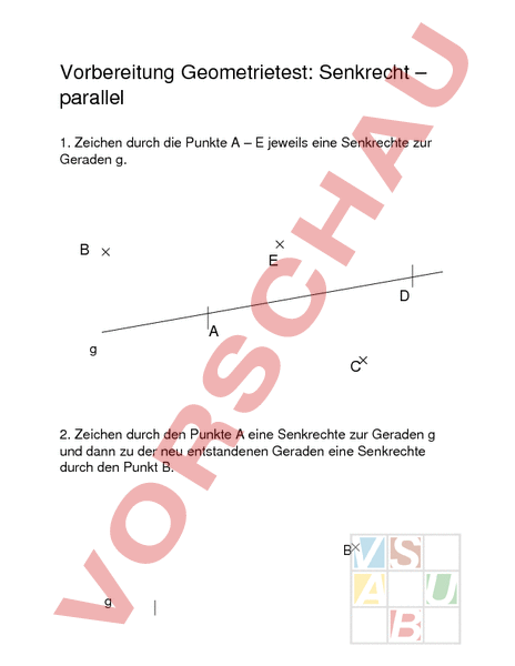 Arbeitsblatt: senkrechte, parallele - Geometrie - Gemischte Themen