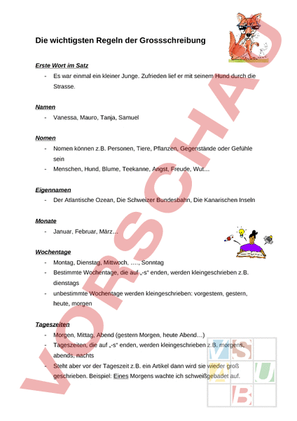 Arbeitsblatt: Regeln Grossschreibung - Deutsch - Rechtschreibung