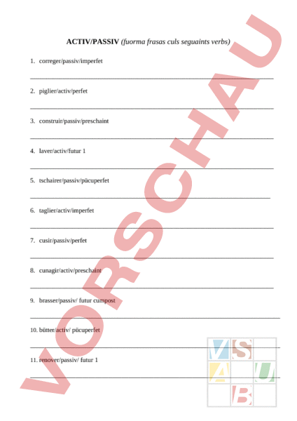 Arbeitsblatt: activ/passiv (puter) - Rumantsch - Lingua - Rumantsch