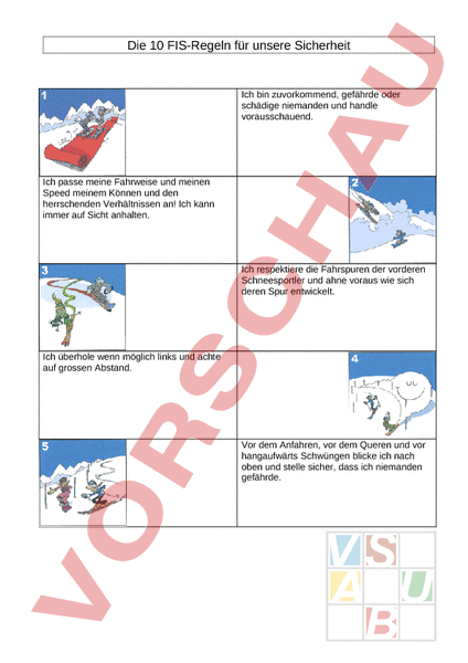 Arbeitsblatt: FIS Regeln - Bewegung / Sport - Bewegung