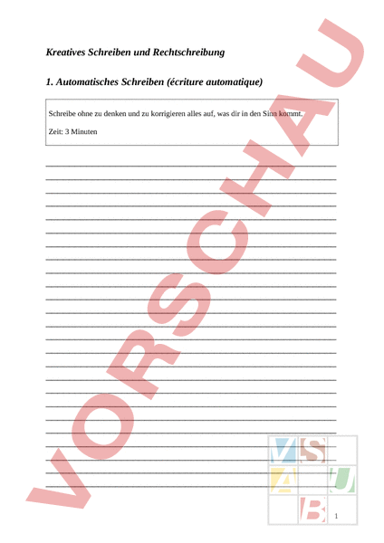 Arbeitsblatt: Kreatives Schreiben - Deutsch - Texte schreiben