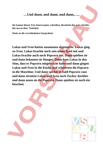 Arbeitsblatt: Und dann, und dann,... - Deutsch - Texte schreiben