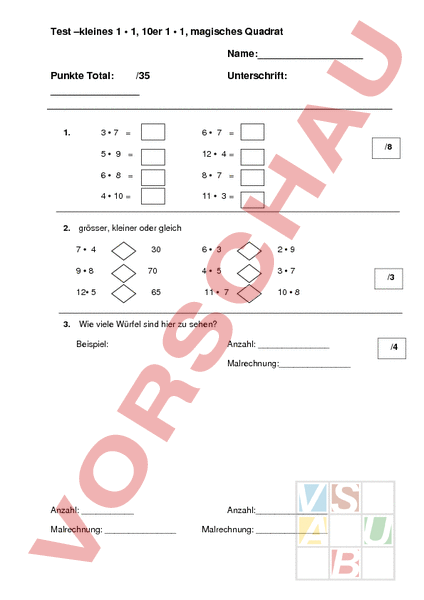 Arbeitsblatt: 10er 1x1 - Mathematik - Multiplikation
