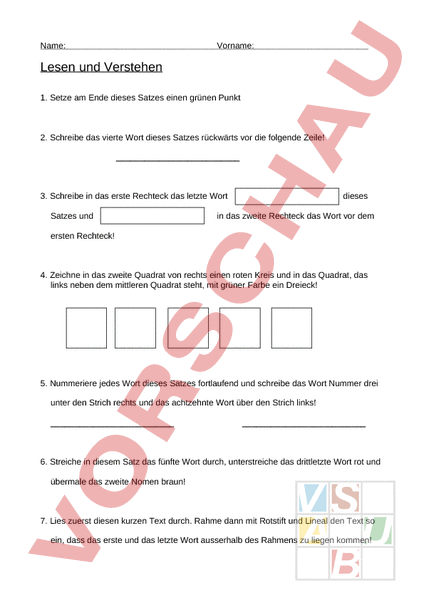 Arbeitsblatt: Lesen und Verstehen - Deutsch - Textverständnis