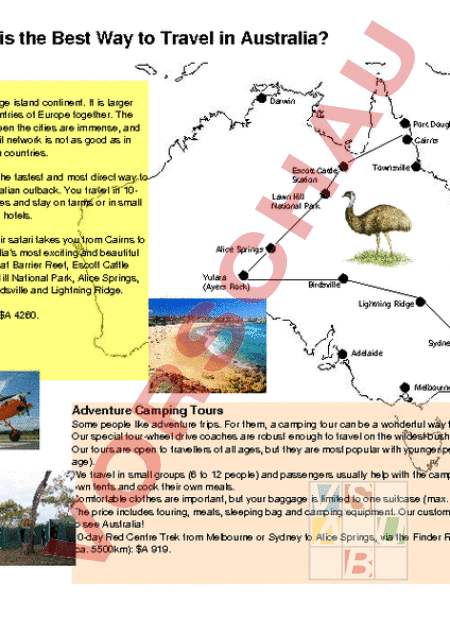 Arbeitsblatt: Travelling Australia - Englisch - Grammatik