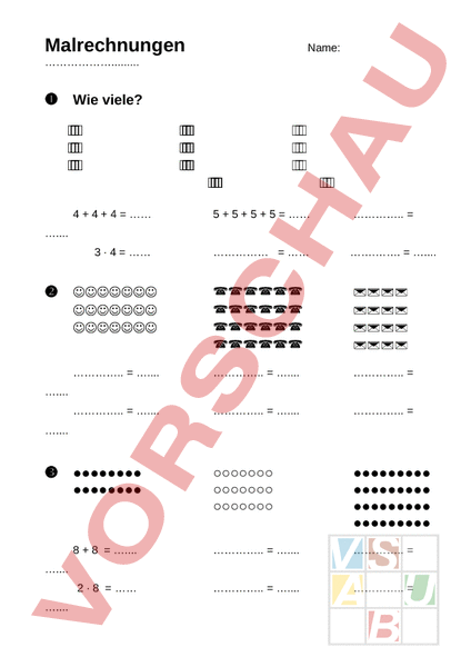 Arbeitsblatt: 1x1 - Mathematik - Multiplikation