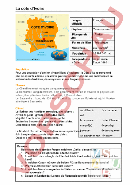 Arbeitsblatt: coupe du monde - côte d'ivoire - Französisch ...