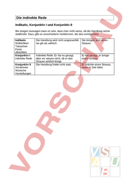 Arbeitsblatt: Indirekte Rede - Deutsch - Grammatik