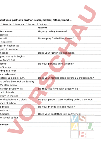 Arbeitsblatt: Unit 8 Questions to do - Englisch - Lehrmittel