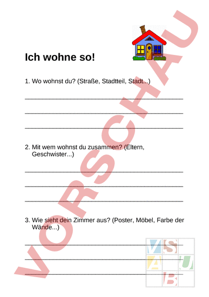 Arbeitsblatt: Ich wohne so! - Lebenskunde - Anderes Thema