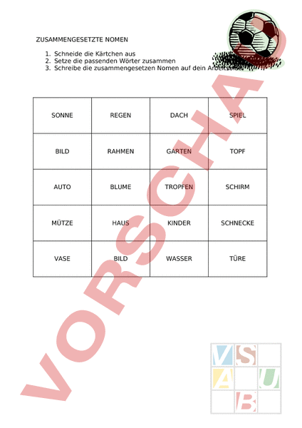 Arbeitsblatt: Zusammengesetzte Nomen - Deutsch - DaZ