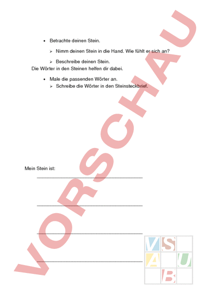 Arbeitsblatt: Steine - Diverses / Fächerübergreifend - Anderes Thema