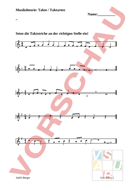 Arbeitsblatt: Takte/ Taktarten - Musik - Musiktheorie / Noten