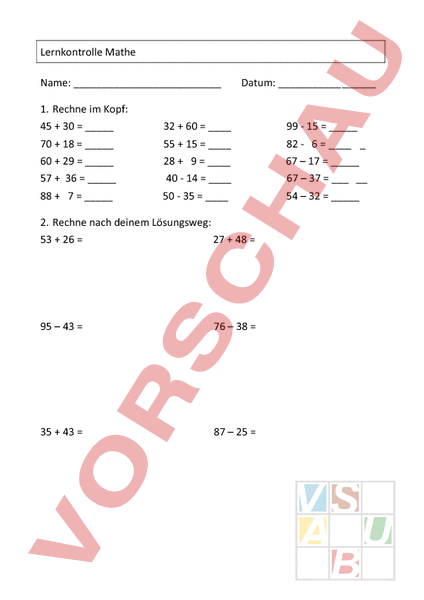 Arbeitsblatt: Plus_Minus_Rechenweg - Mathematik - Gemischte Themen