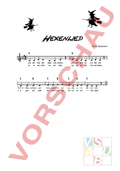 Arbeitsblatt: Hexenlied - Musik - Singen / Lieder