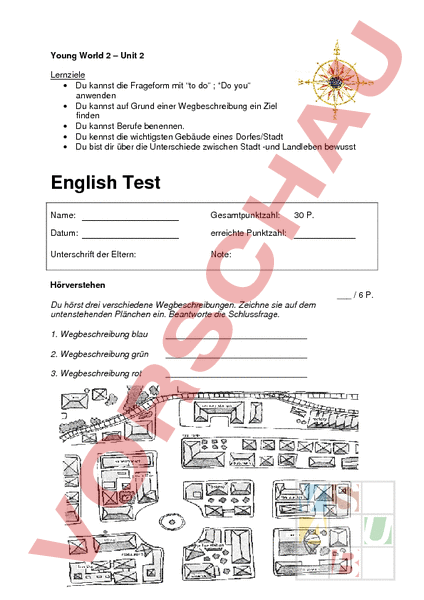 Arbeitsblatt: YW2 / Test Unit II - Englisch - Anderes Thema