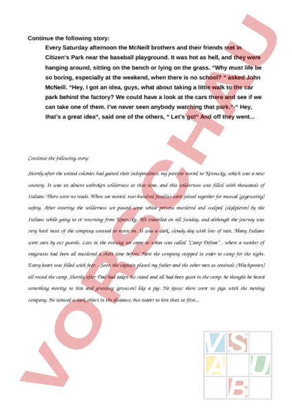 Arbeitsblatt: Continue The Story - Englisch - Texte schreiben