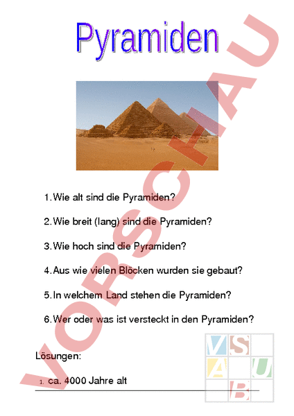 Arbeitsblatt: Pyramidenrätsel - Geschichte - Altertum