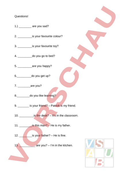 Arbeitsblatt: Questions - Englisch - Grammatik