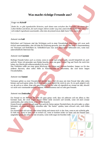 Arbeitsblatt: Was macht richtige Freunde aus - Deutsch - DaZ