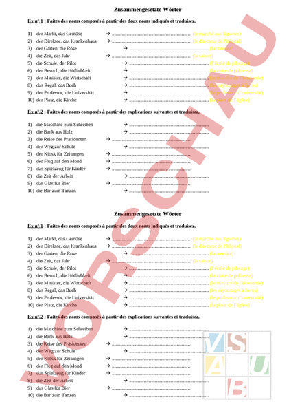 Arbeitsblatt: Zusammengesetzte Wörter - Deutsch - Grammatik