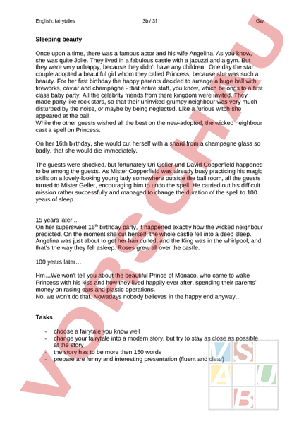 Arbeitsblatt: Fairytales - Englisch - Texte schreiben