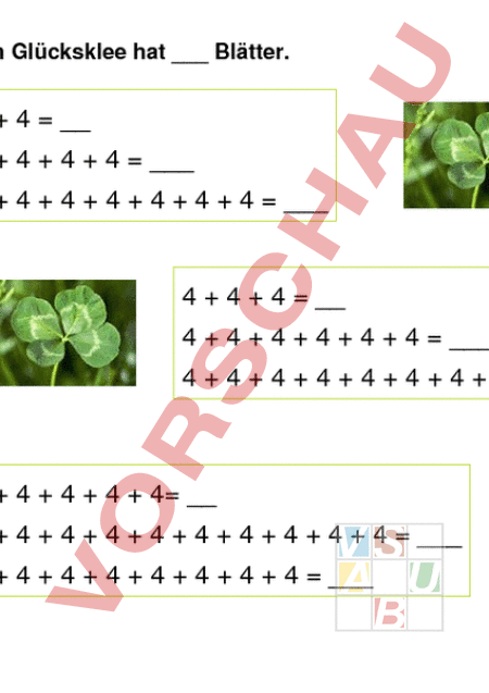 Arbeitsblatt: Einführung 4er-Reihe - Mathematik - Multiplikation