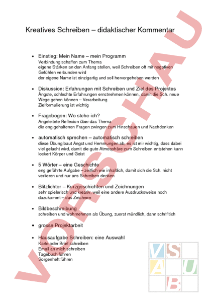 Arbeitsblatt: Kreatives Schreiben - Deutsch - Texte schreiben
