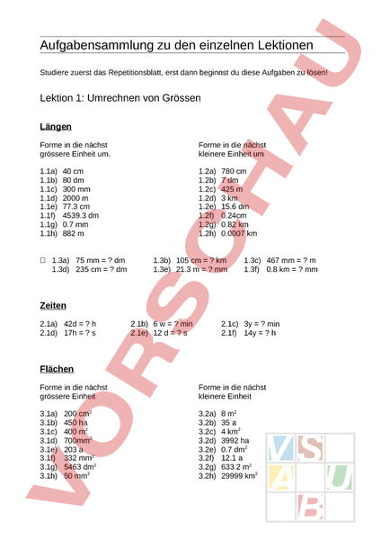 Arbeitsblatt: Sek 1C - Mathematik - Repetition