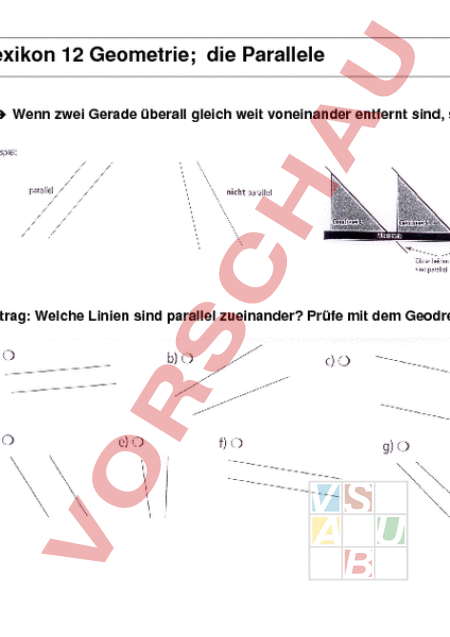 Arbeitsblatt: Parallele - Geometrie - Geraden