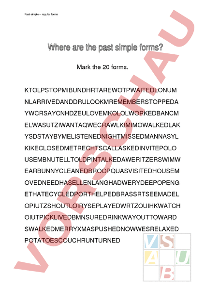 Arbeitsblatt: Past simple Puzzle - Englisch - Grammatik